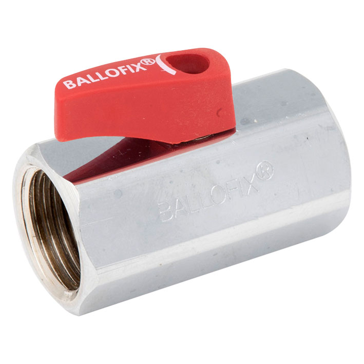 Ballofix Kugelhahn, Chrom, mit Griff rot, IG-IG